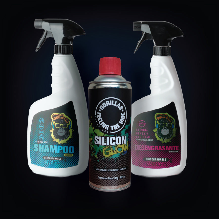PACK COMPLETO: SHAMPOO + DESENGRASANTE + SILICON GLOW – Gorillas